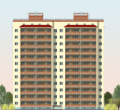 Multi-storey building. 12 floors. Revit model.