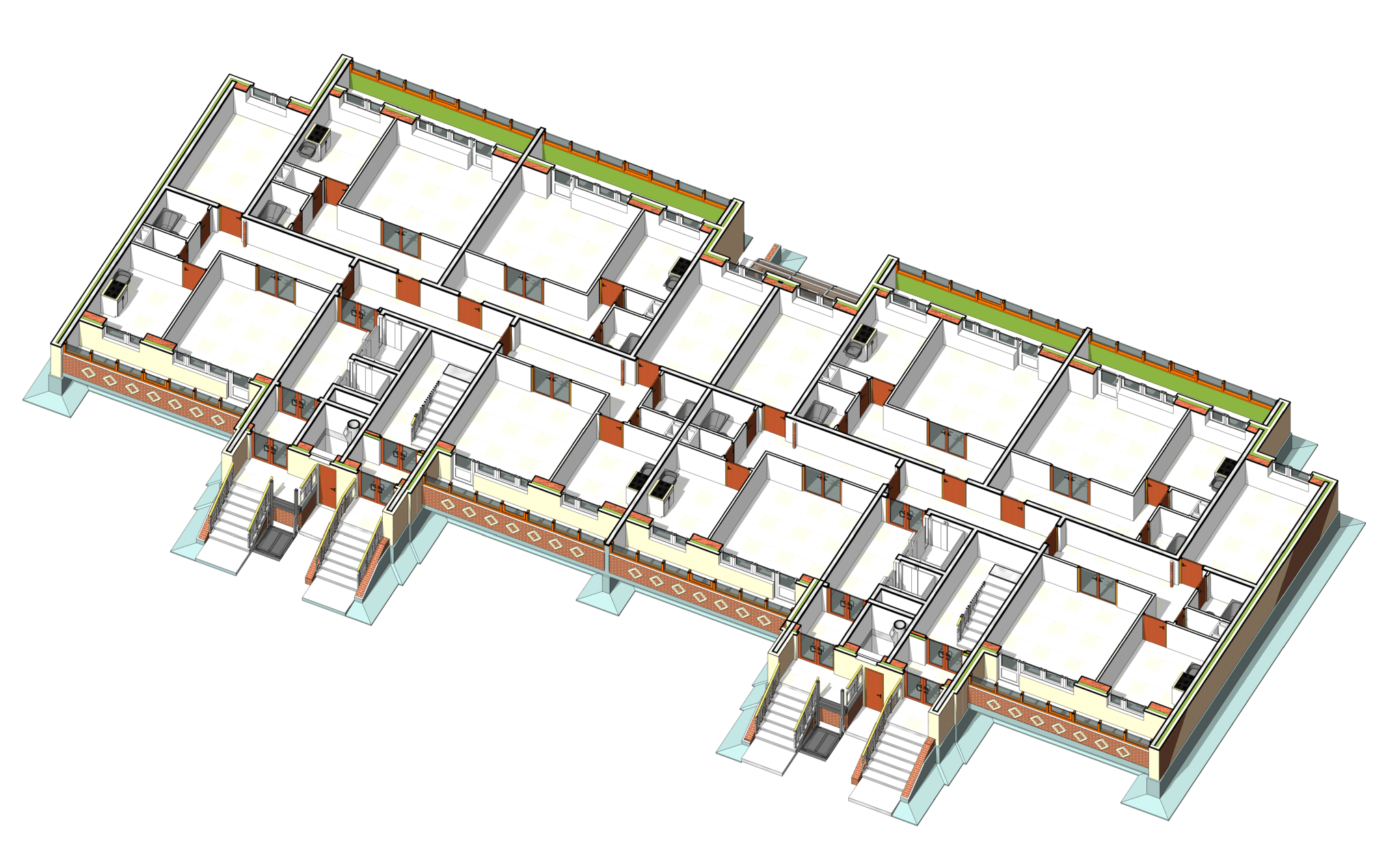 Multi-storey building. 12 floors. Revit model.