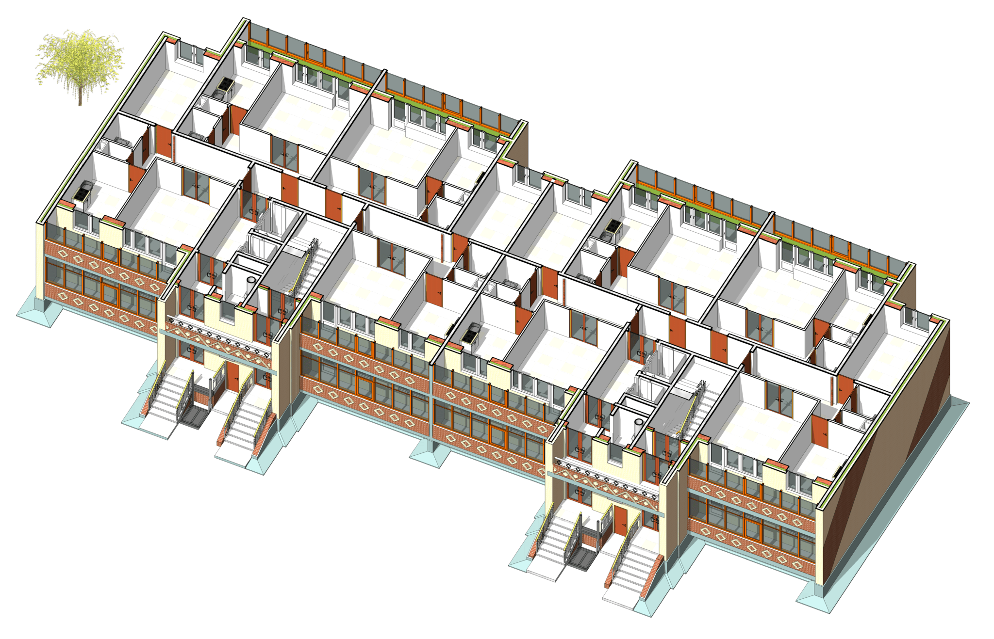 Multi-storey building. 12 floors. Revit model.