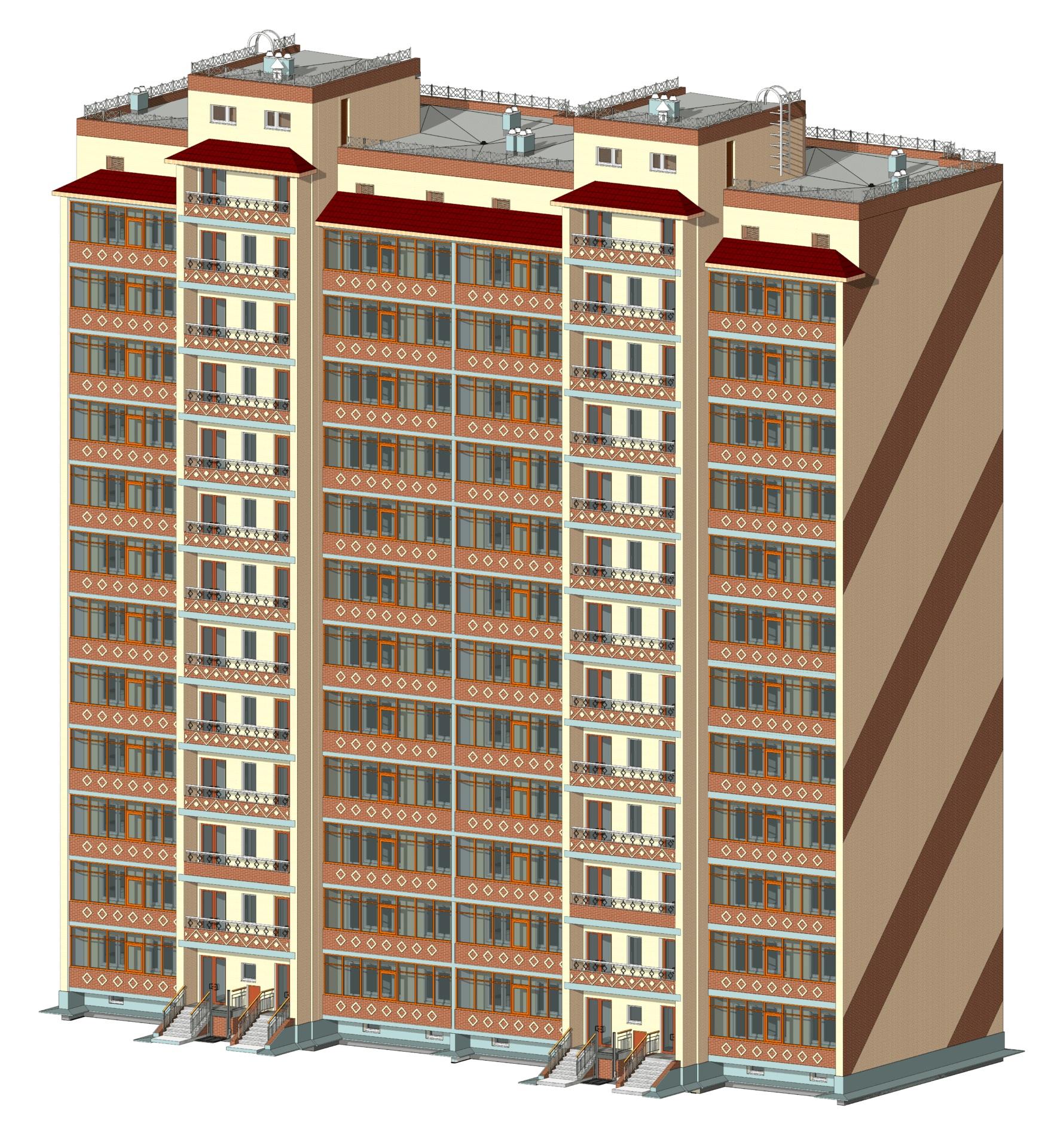 Multi-storey building. 12 floors. Revit model.